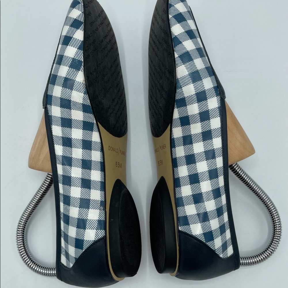 Donald Pliner Deedee Gingham Toe Leather Flats. - Gem